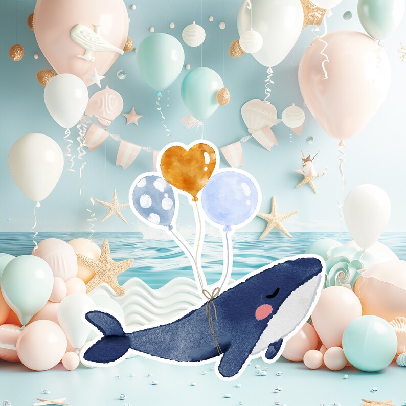 Whale Baby Big Decor Cutout Party Props, Cute WHALE Birthday Standee ...