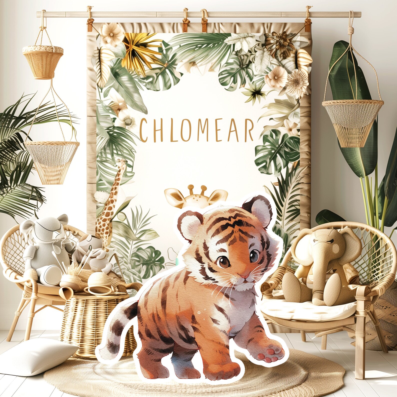 Tiger Baby Big Decor Cutout Party Props, Cute Jungle Birthday Standee ...