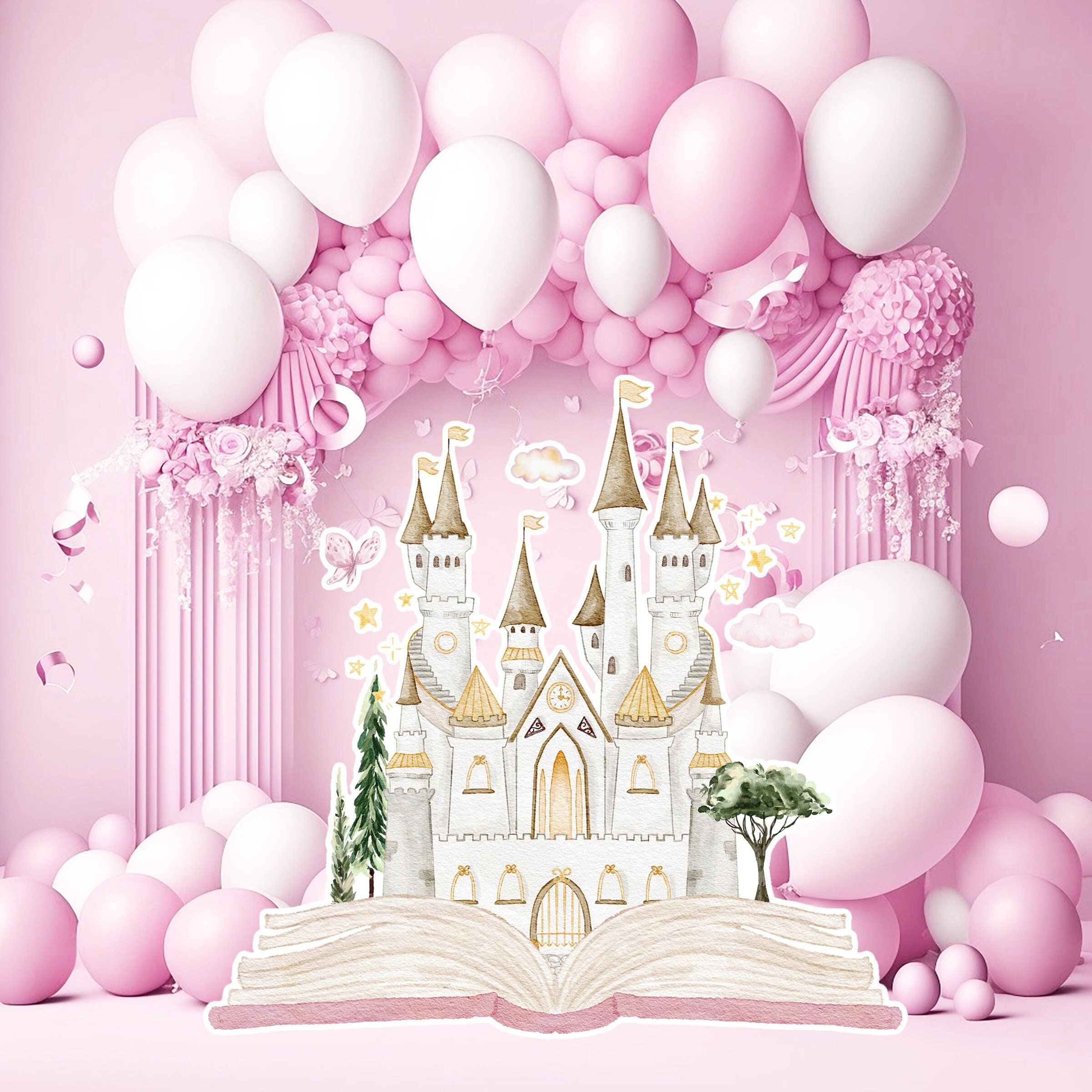 Princess Big Decor Cutout, Baby Girl Birthday Standee, Whimsical Floral ...