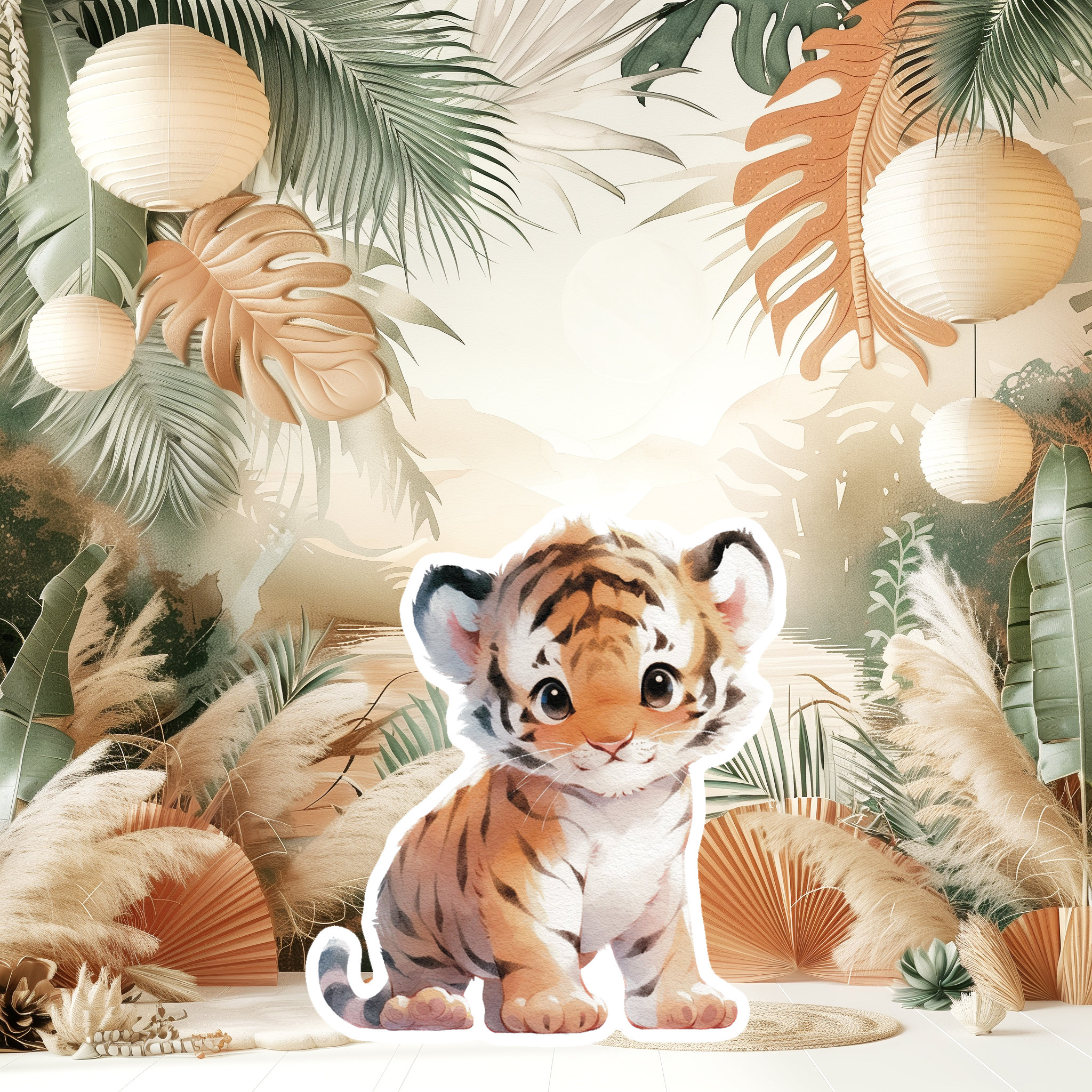 Tiger Baby Big Decor Cutout Party Props, Cute Jungle Birthday Standee ...