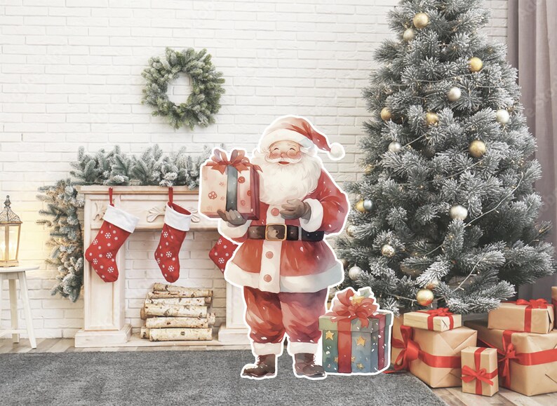 Christmas Santa Claus Big Decor Cutout Party Props, X-mas Holiday ...