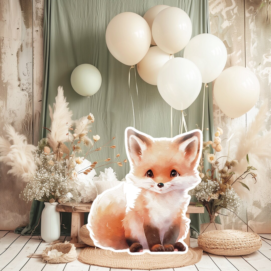 FOX Baby Big Decor Cutout Party Props, Cute FOX Birthday Standee ...