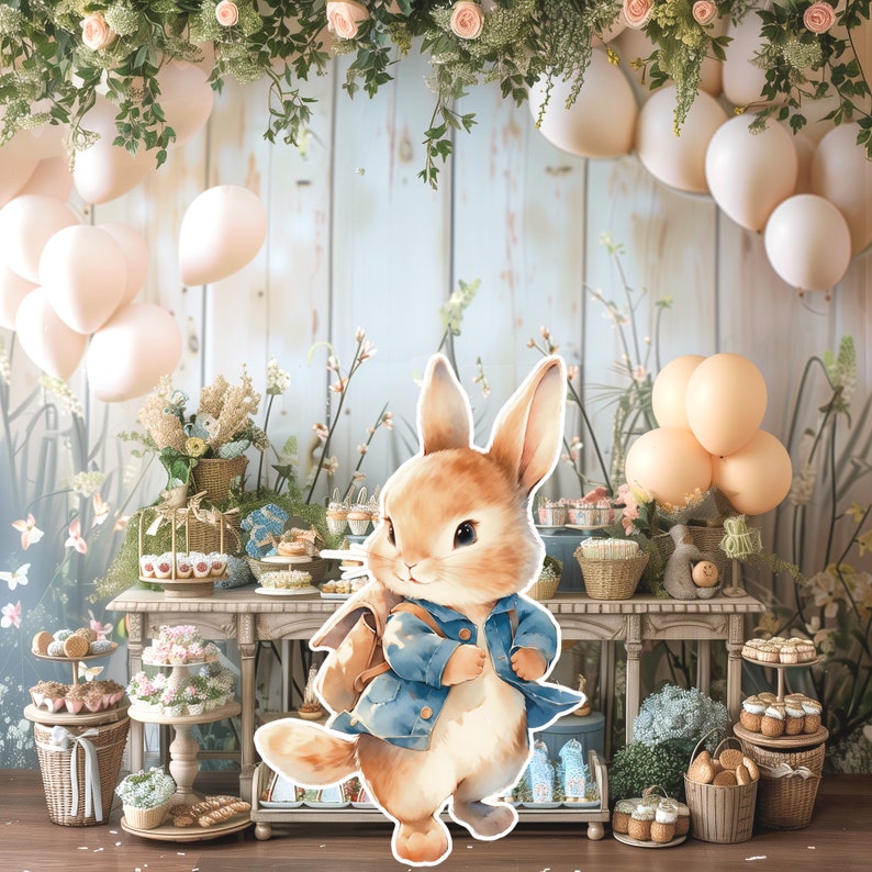 Peter Bunny Big Decor Cutout, Bunny Birthday Standee, Whimsical Peter ...