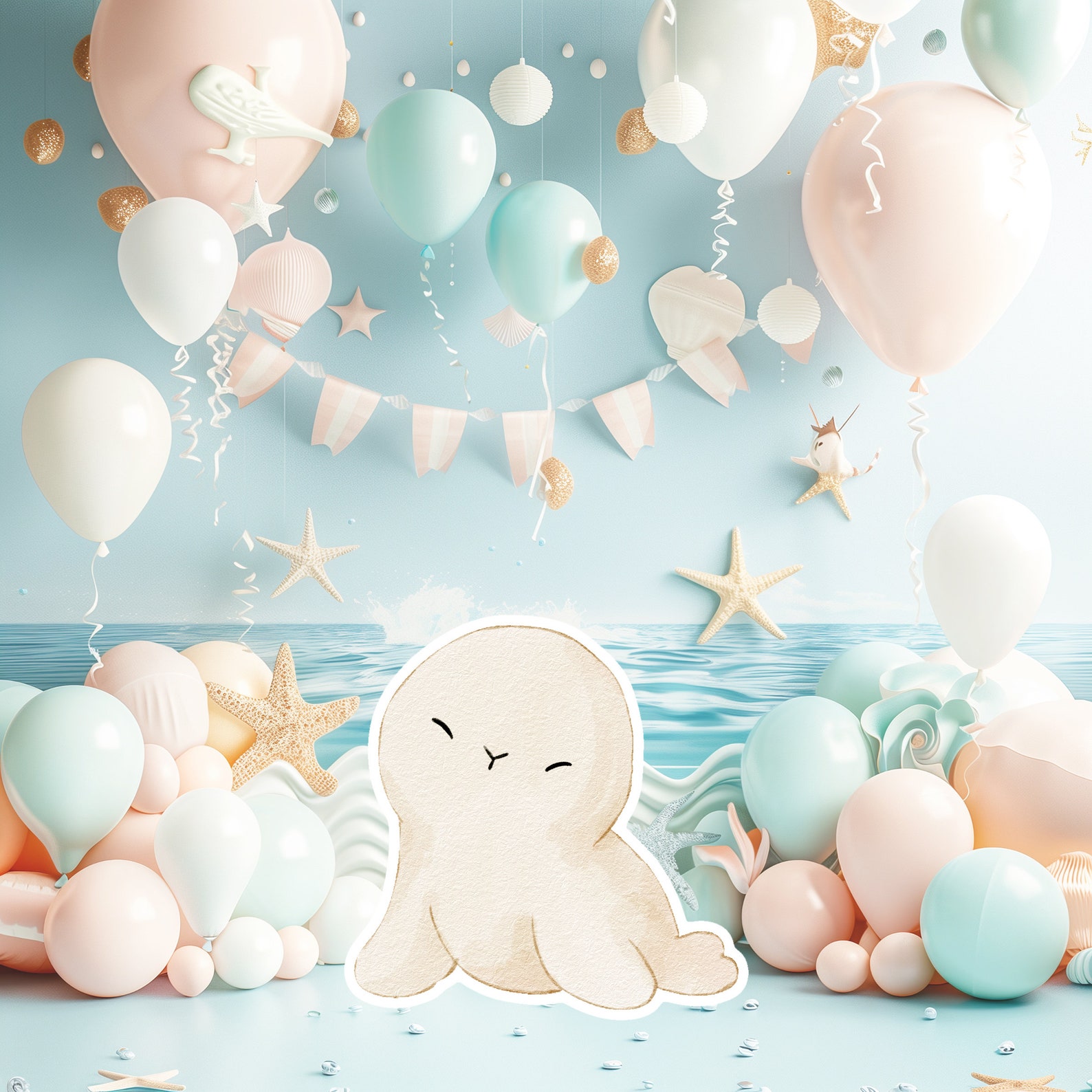 SEAL Baby Big Decor Cutout Party Props, Cute SEAL Birthday Standee ...