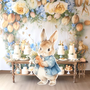 Peter Bunny Big Decor Cutout, Bunny Birthday Standee, Whimsical Peter ...