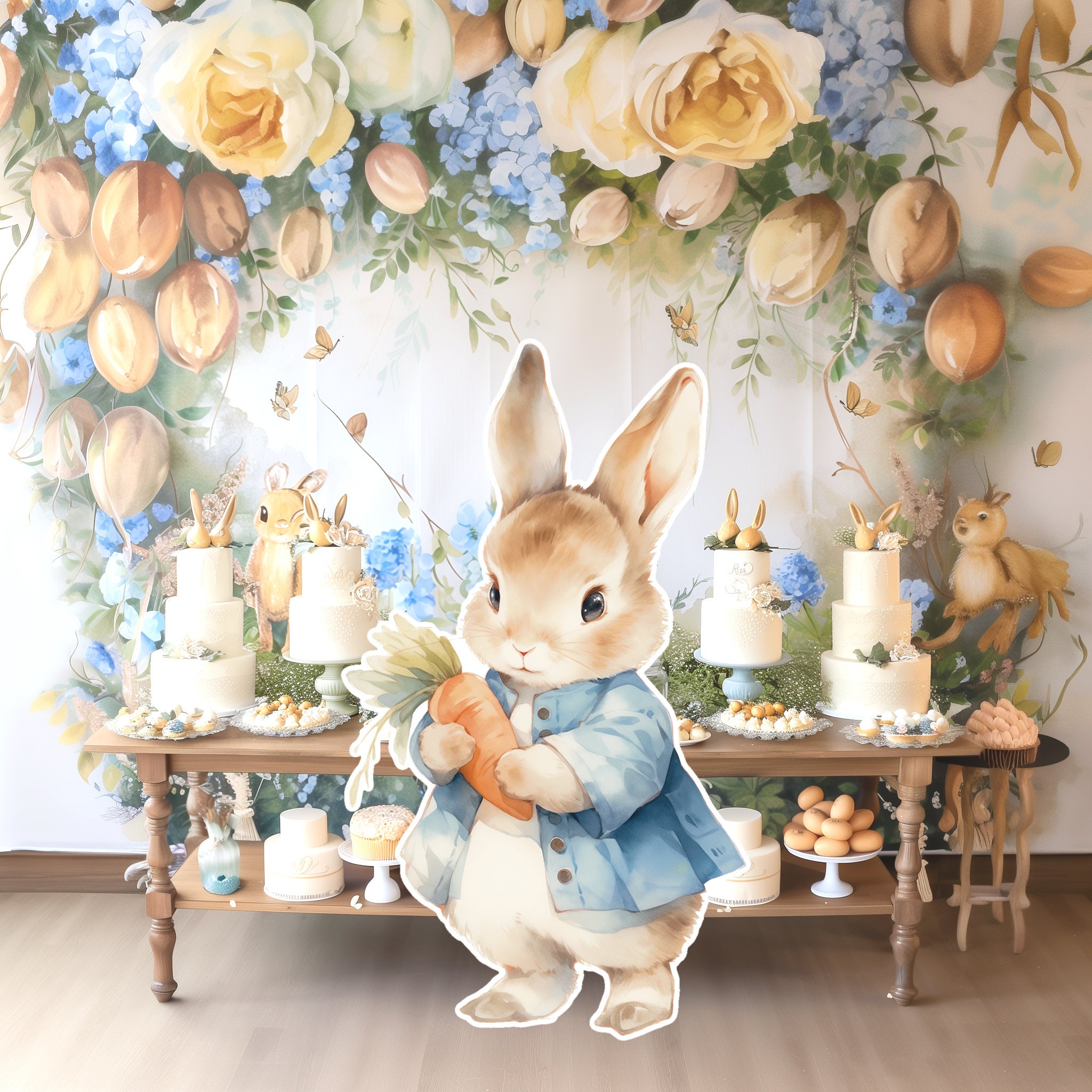 Peter Bunny Big Decor Cutout, Bunny Birthday Standee, Whimsical Peter ...