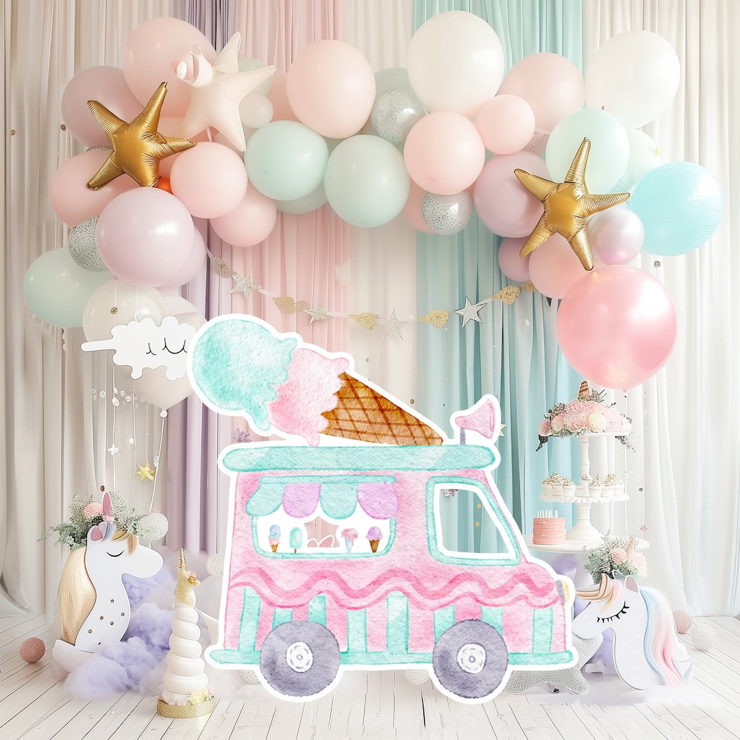 ICE CREAM Baby Big Decor Cutout Party Props, Ice Cream Birthday Standee ...