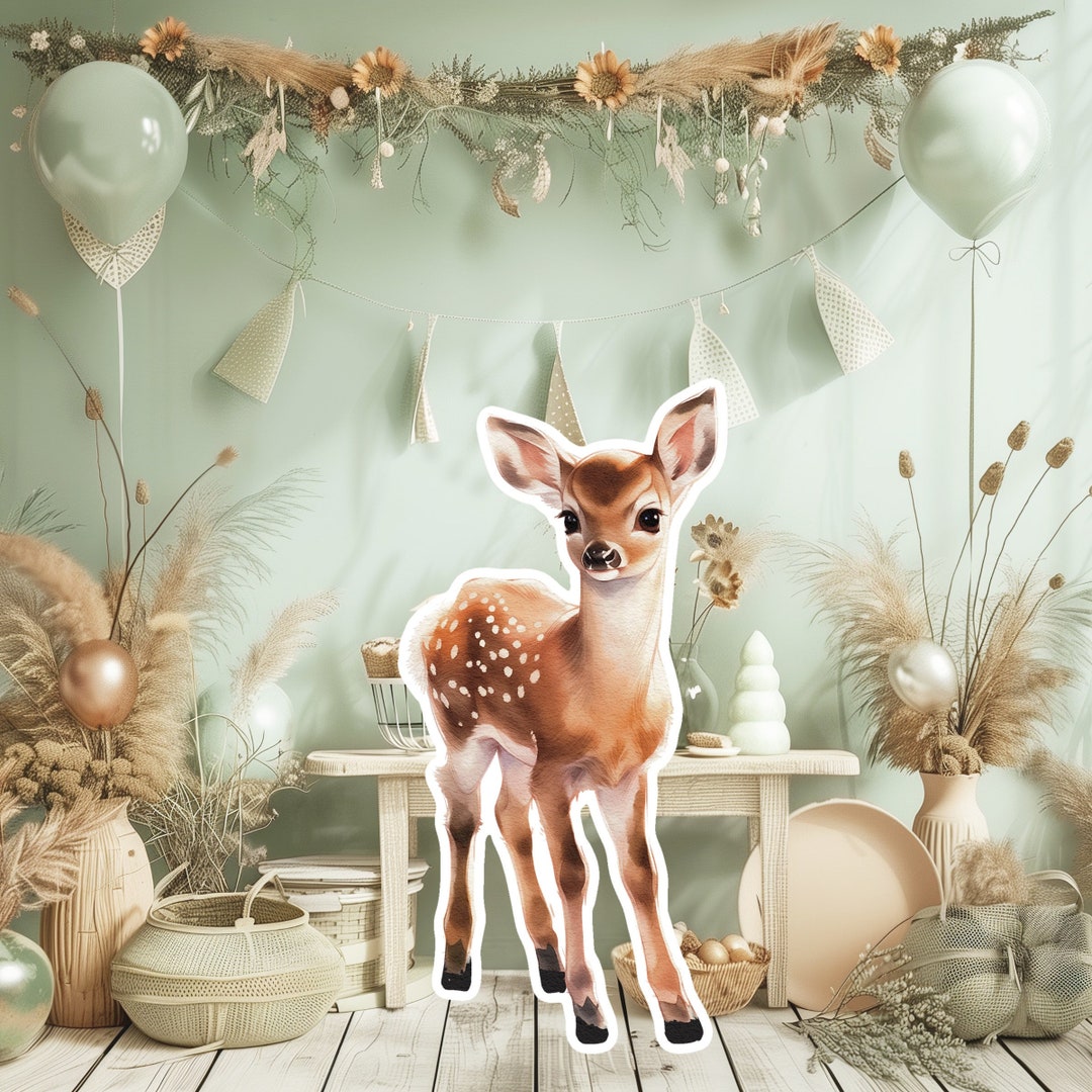 DEER Baby Big Decor Cutout Party Props, Cute DEER Birthday Standee ...