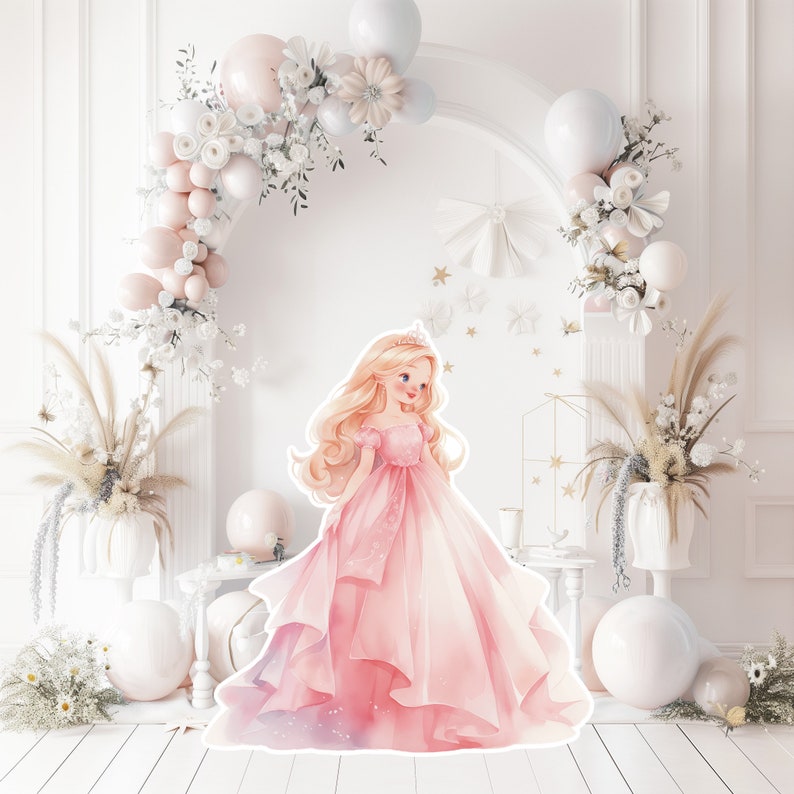 Princess Big Decor Cutout, Baby Girl Birthday Standee, Whimsical Floral ...