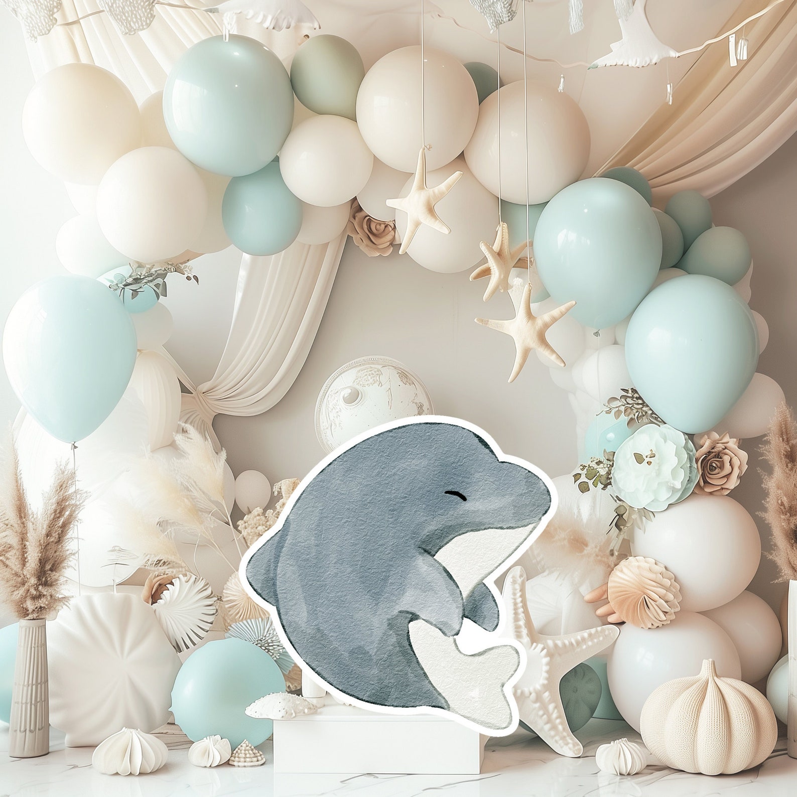 Dolphin Baby Big Decor Cutout Party Props, Cute DOLPHIN Birthday ...