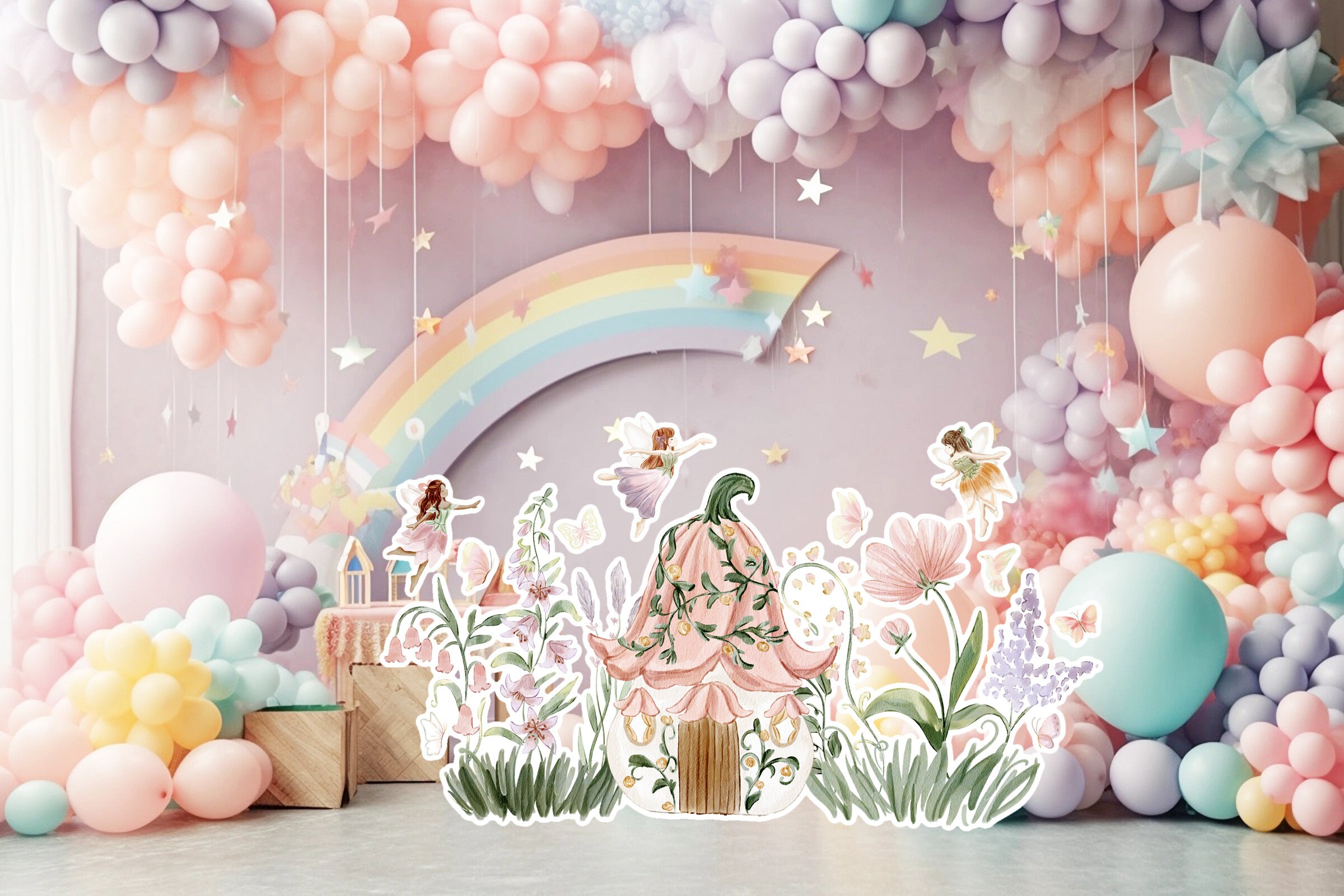 Fairy Big Decor Cutout, Fairy Birthday Standee, Whimsical Floral Fairy ...