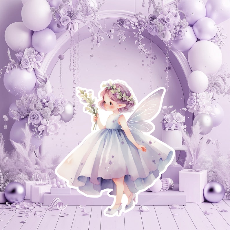 Fairy Big Decor Cutout, Fairy Birthday Standee, Whimsical Floral Fairy ...
