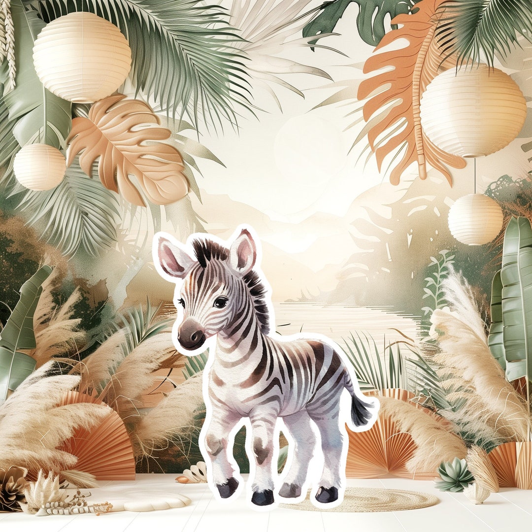 Zebra Baby Big Decor Cutout Party Props, Cute Jungle Birthday Standee ...