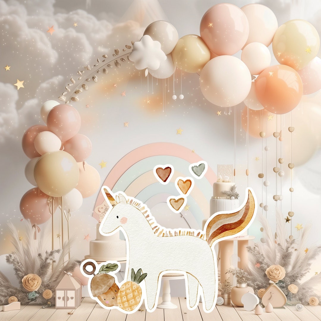 Boho Baby Big Decor Cutout Party Props, Cute Unicorn Birthday Standee ...