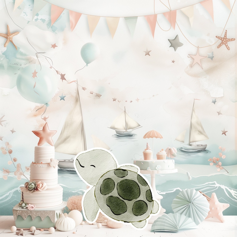 TURTLE Baby Big Decor Cutout Party Props, Cute TURTLE Birthday Standee ...