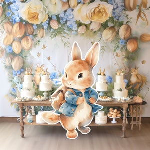 Peter Bunny Big Decor Cutout, Bunny Birthday Standee, Whimsical Peter ...