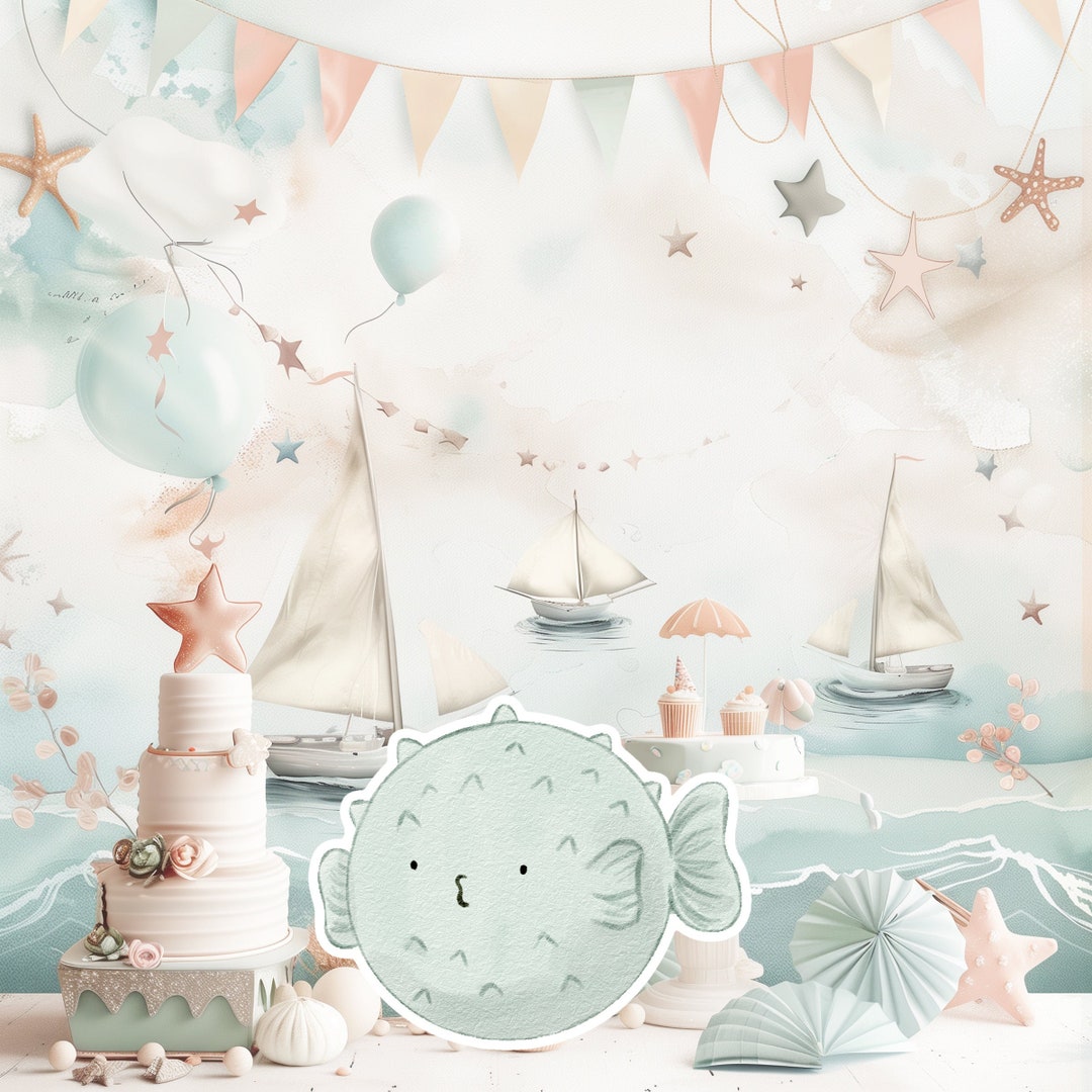 PUFFERFISH Baby Big Decor Cutout Party Props, Cute PUFFERFISH Birthday ...