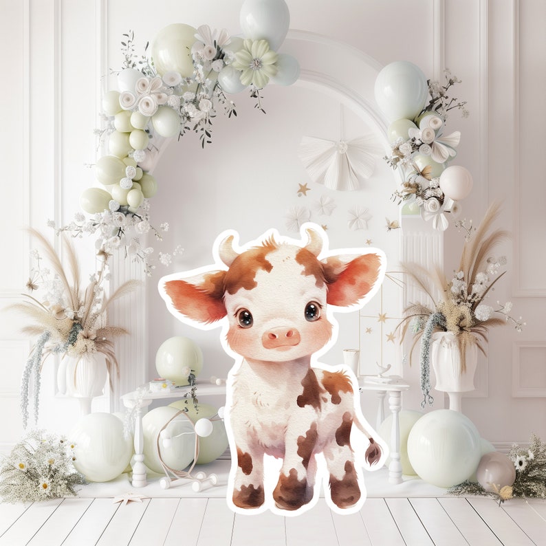 Cow Farm Baby Big Decor Cutout Party Props, Cute Cow Birthday Standee ...