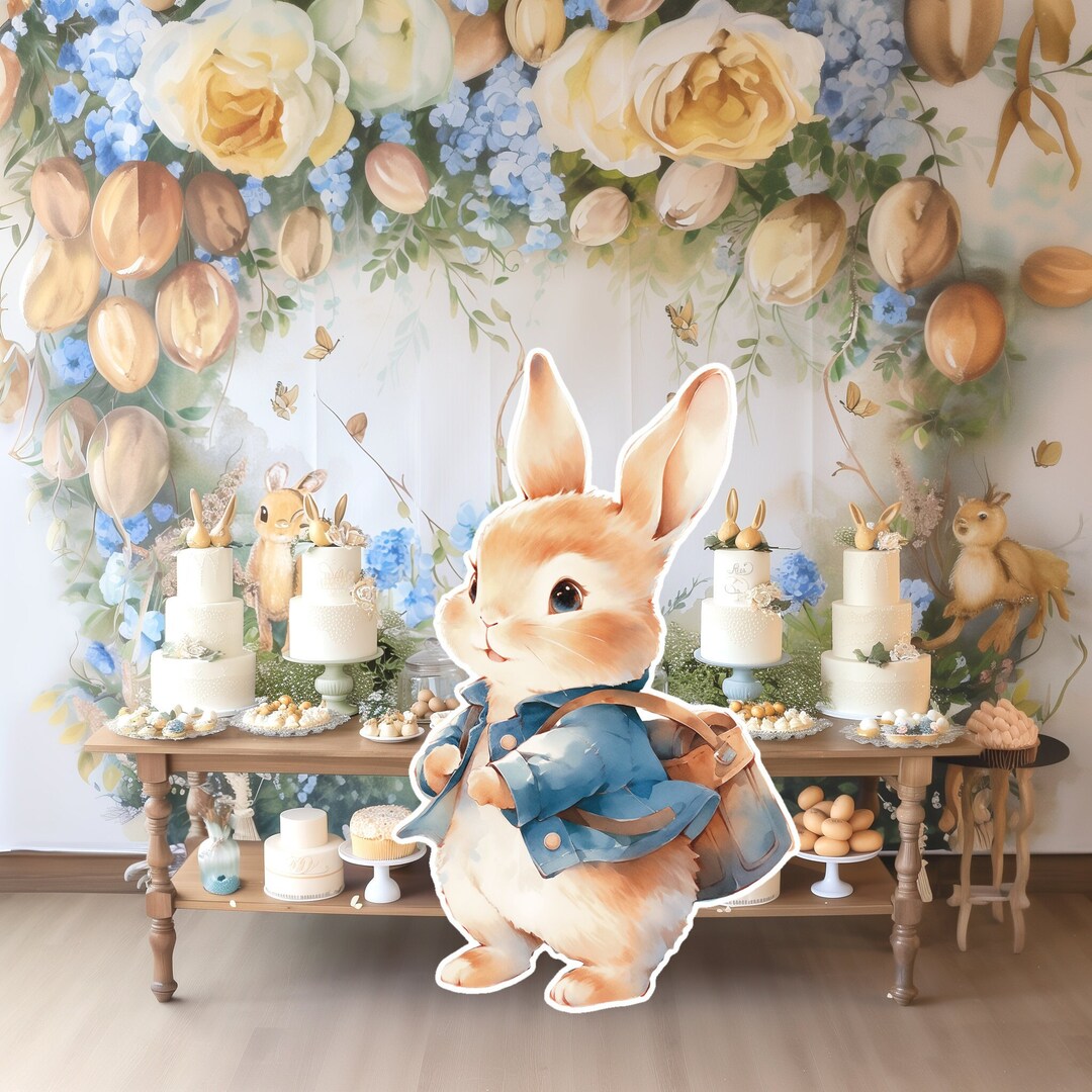 Peter Bunny Big Decor Cutout, Bunny Birthday Standee, Whimsical Peter ...
