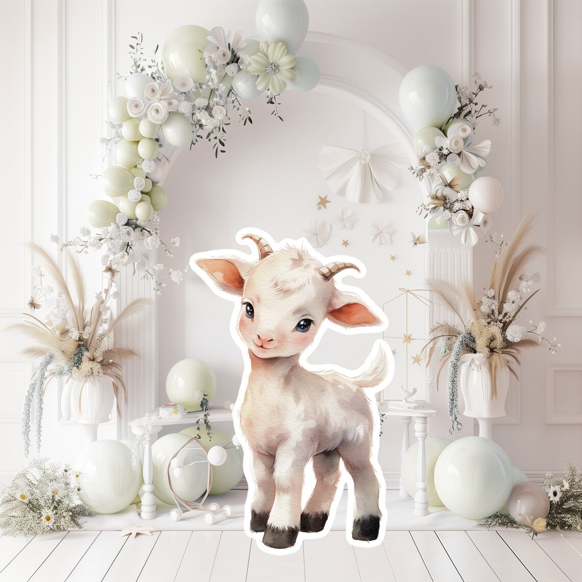 Farm Goat Baby Big Decor Cutout Party Props, Goat Birthday Standee ...