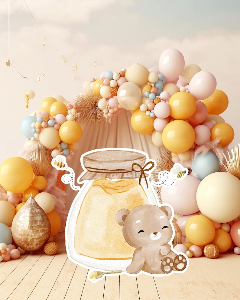 HONEY BEAR Baby Big Decor Cutout Party Props, Honey Bear Birthday ...