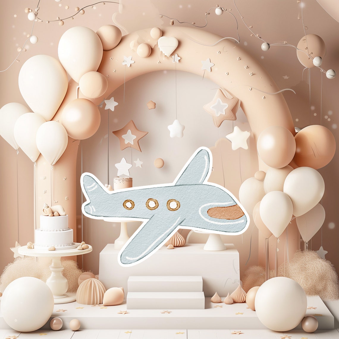 Boho Baby Big Decor Cutout Party Props, Cute Plane Birthday Standee ...