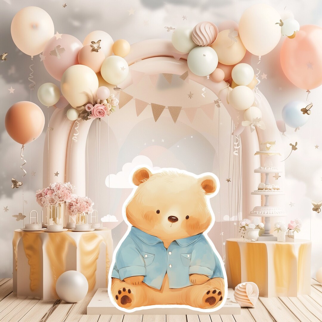 BEAR Baby Big Decor Cutout Party Props, Cute Bear Birthday Standee ...