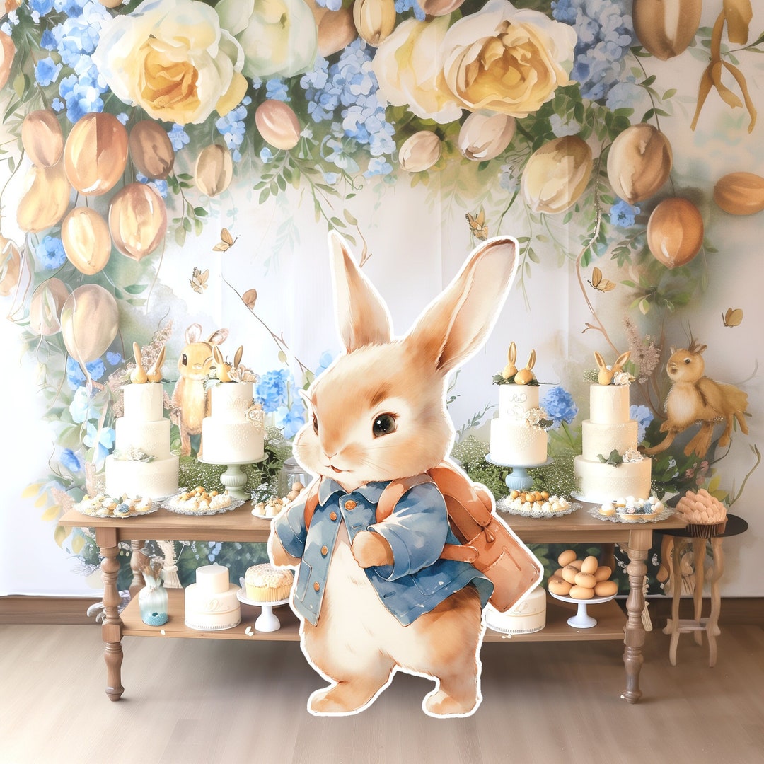 Peter Bunny Big Decor Cutout, Bunny Birthday Standee, Whimsical Peter ...