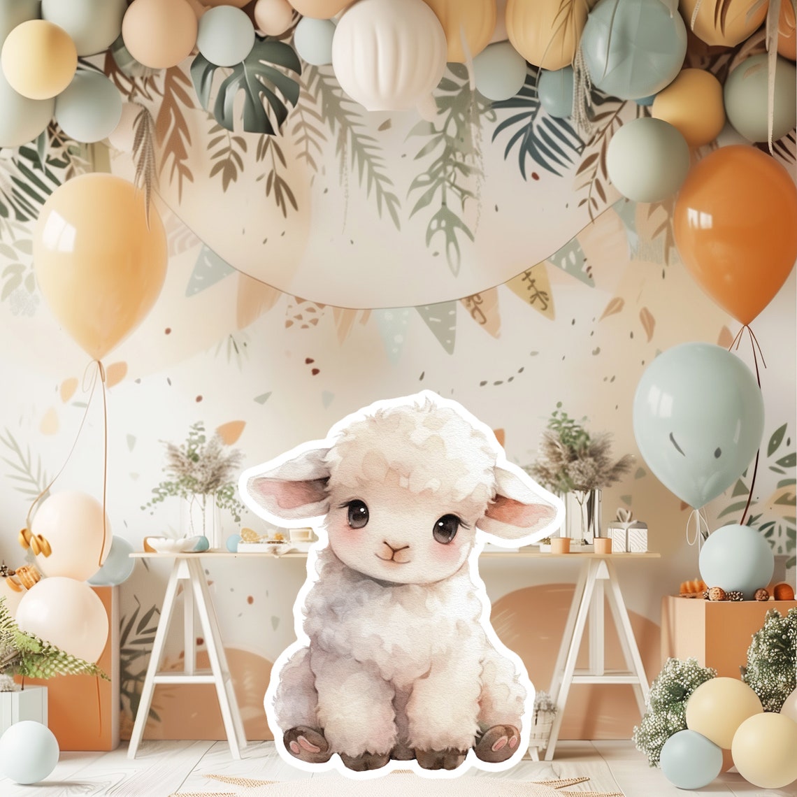 Sheep Farm Baby Big Decor Cutout Party Props, Cute Lamb Birthday ...