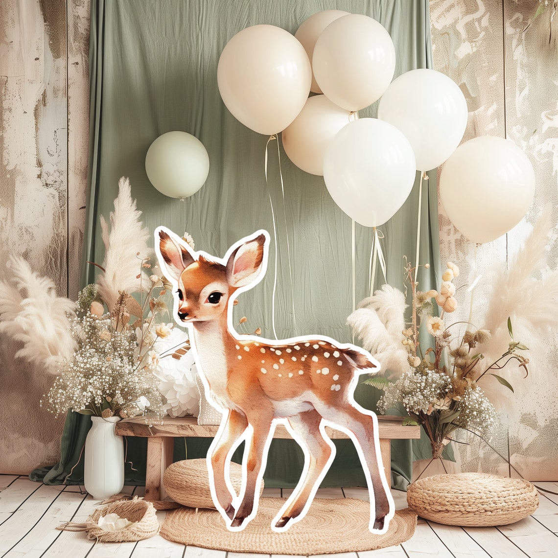 DEER Baby Big Decor Cutout Party Props, Cute DEER Birthday Standee ...