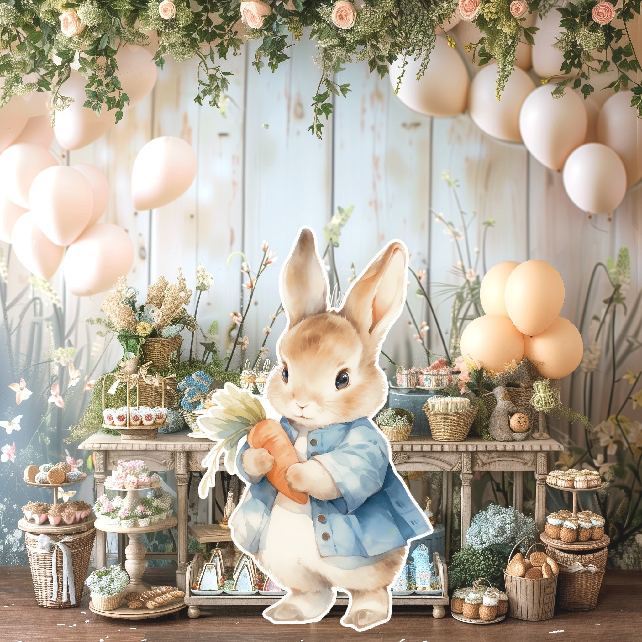 Peter Bunny Big Decor Cutout, Bunny Birthday Standee, Whimsical Peter ...