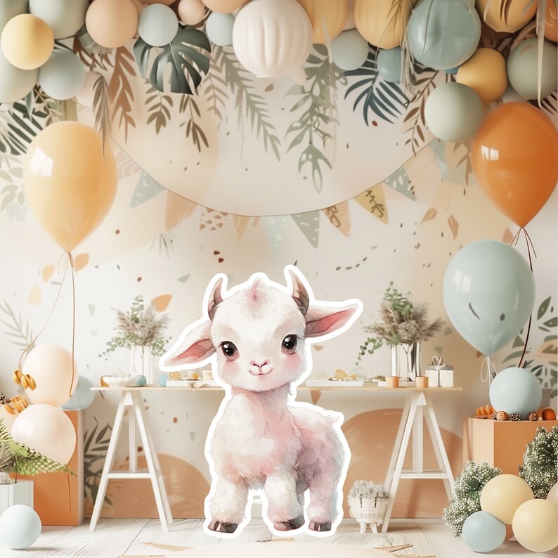 Farm Goat Baby Big Decor Cutout Party Props, Goat Birthday Standee ...