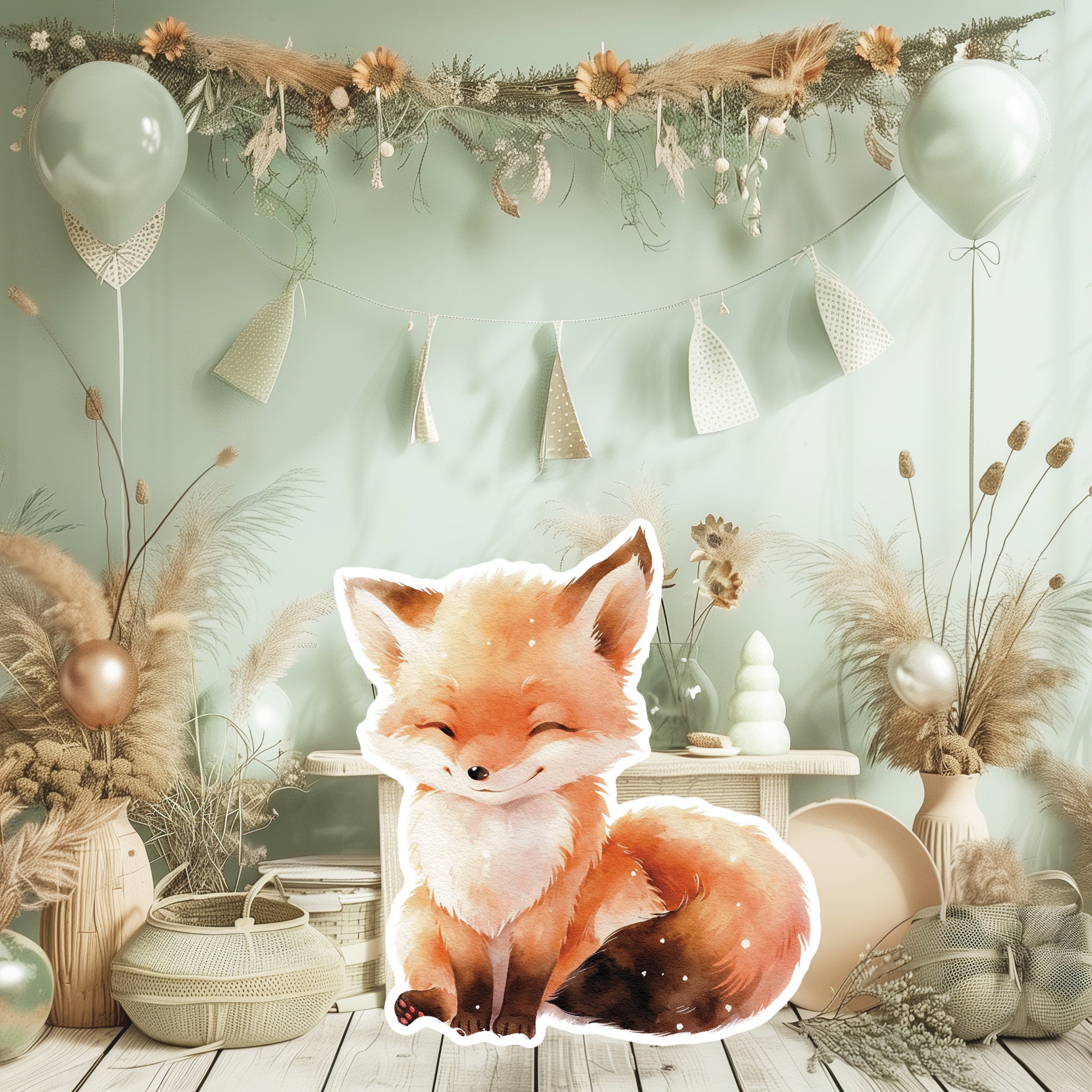 FOX Baby Big Decor Cutout Party Props, Cute FOX Birthday Standee ...