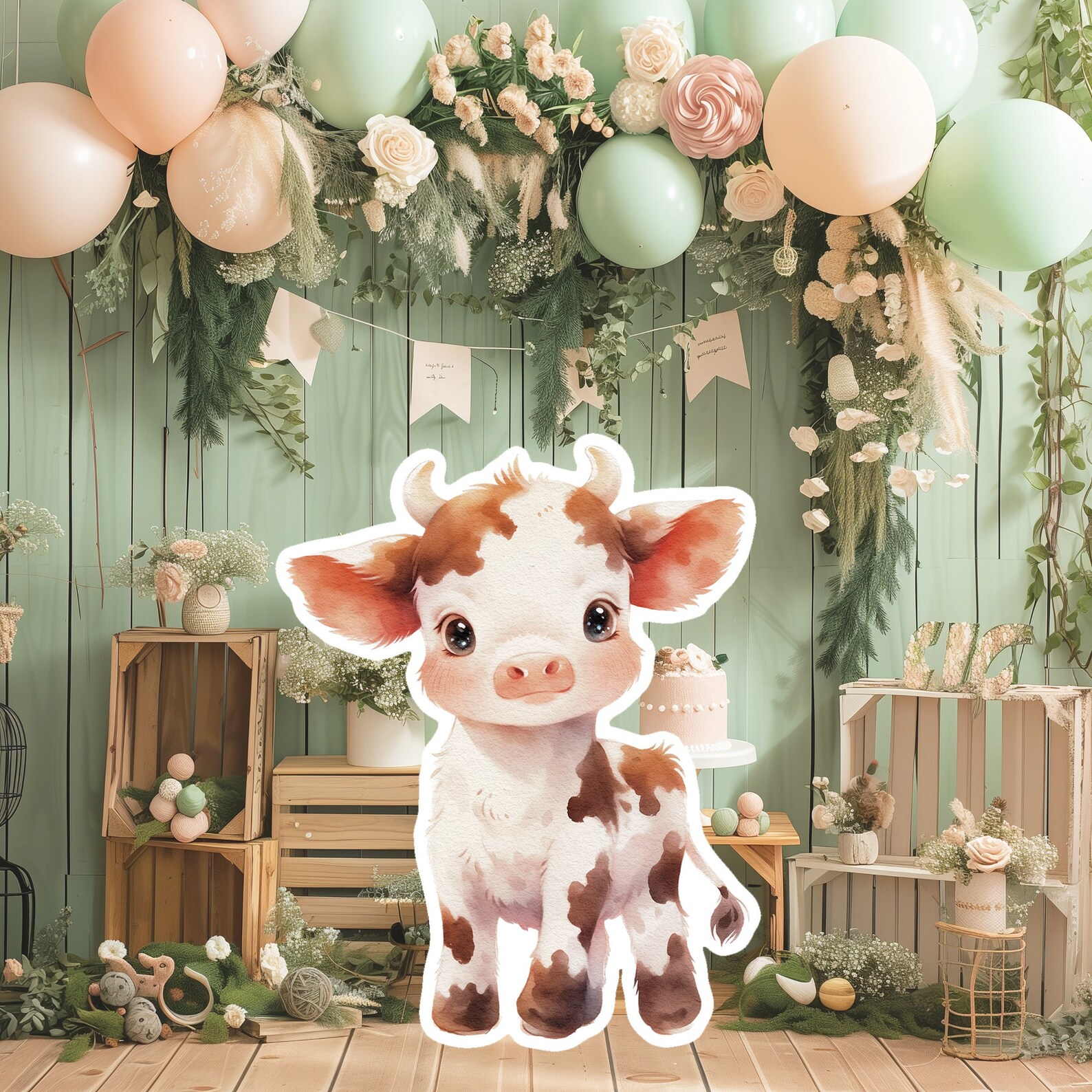 Cow Farm Baby Big Decor Cutout Party Props, Cute Cow Birthday Standee ...