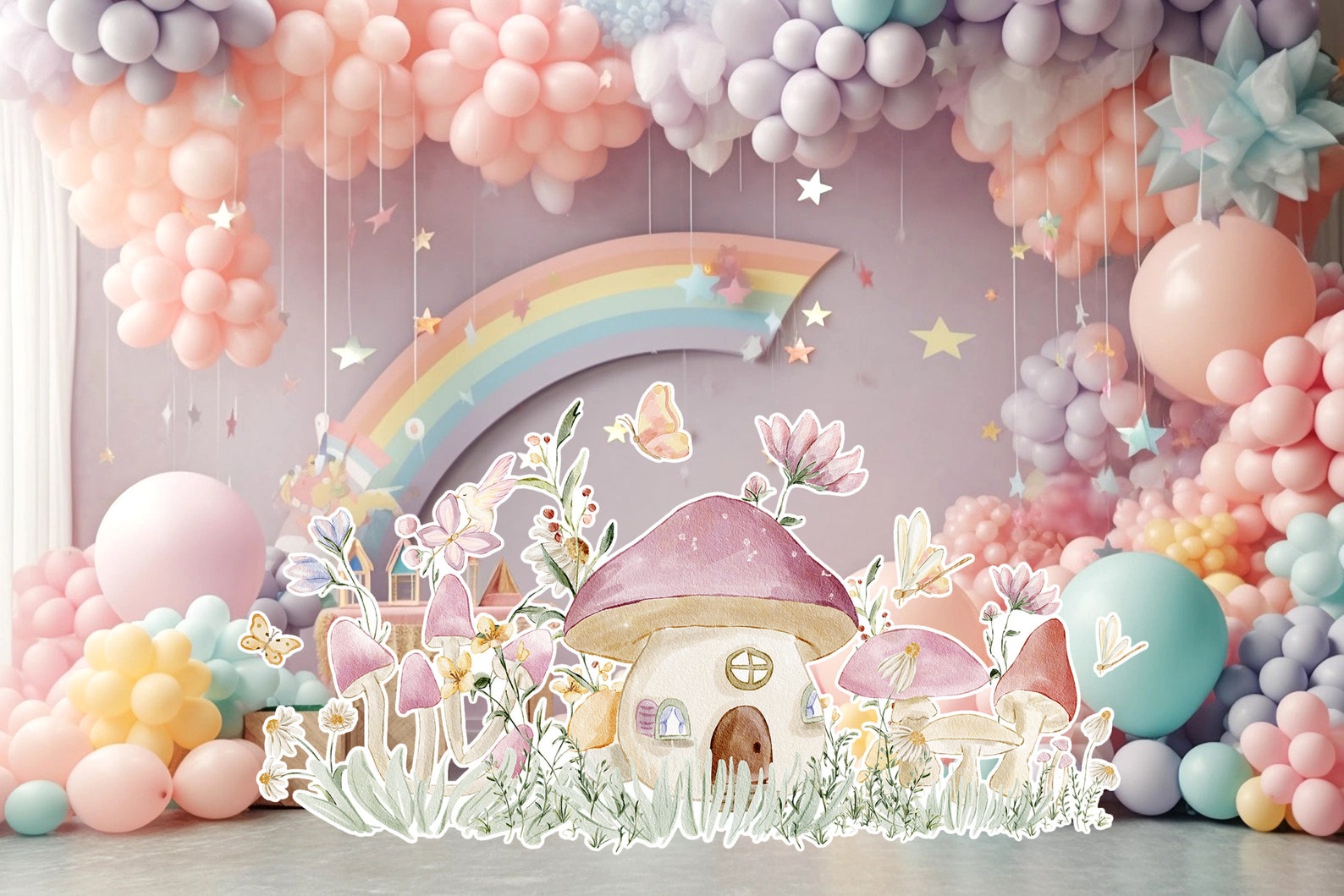 Fairy Big Decor Cutout, Fairy Birthday Standee, Whimsical Floral Fairy ...