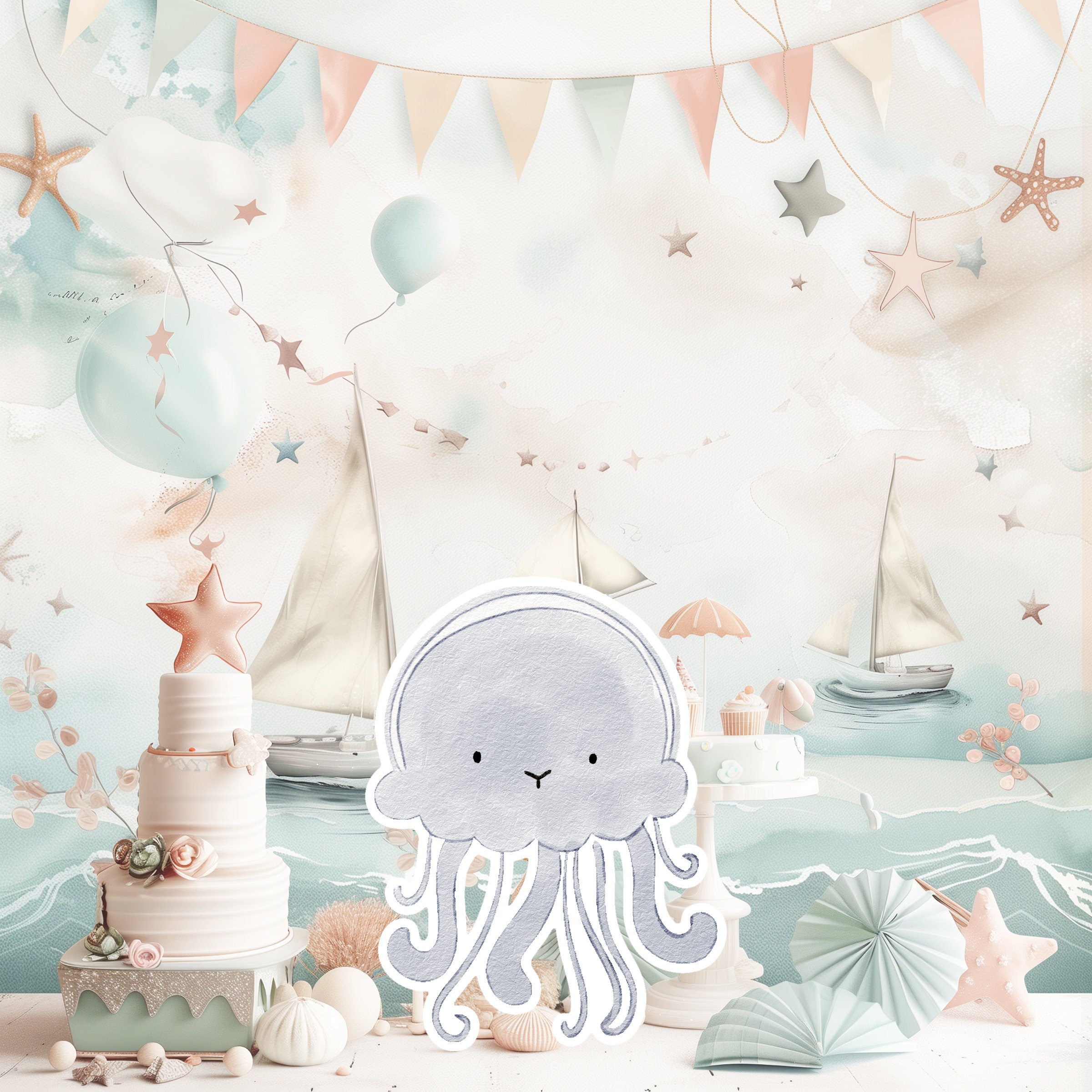 JELLYFISH Baby Big Decor Cutout Party Props, Cute JELLYFISH Birthday ...