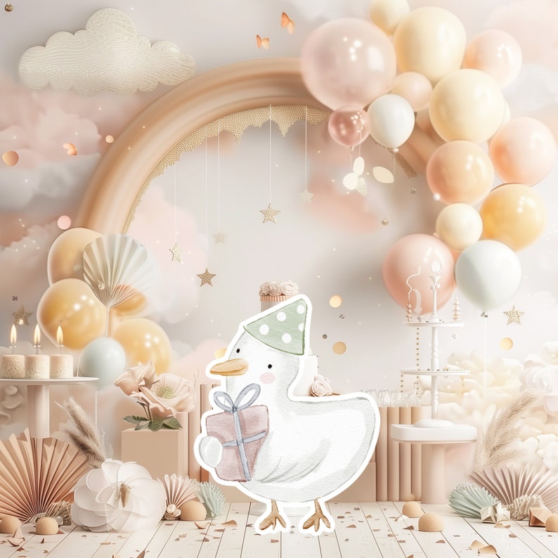 Boho Baby Big Decor Cutout Party Props, Cute Duck Birthday Standee ...
