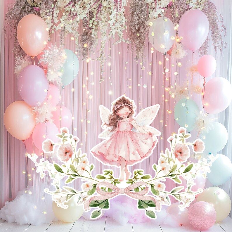 Fairy Big Decor Cutout, Fairy Birthday Standee, Whimsical Floral Fairy ...