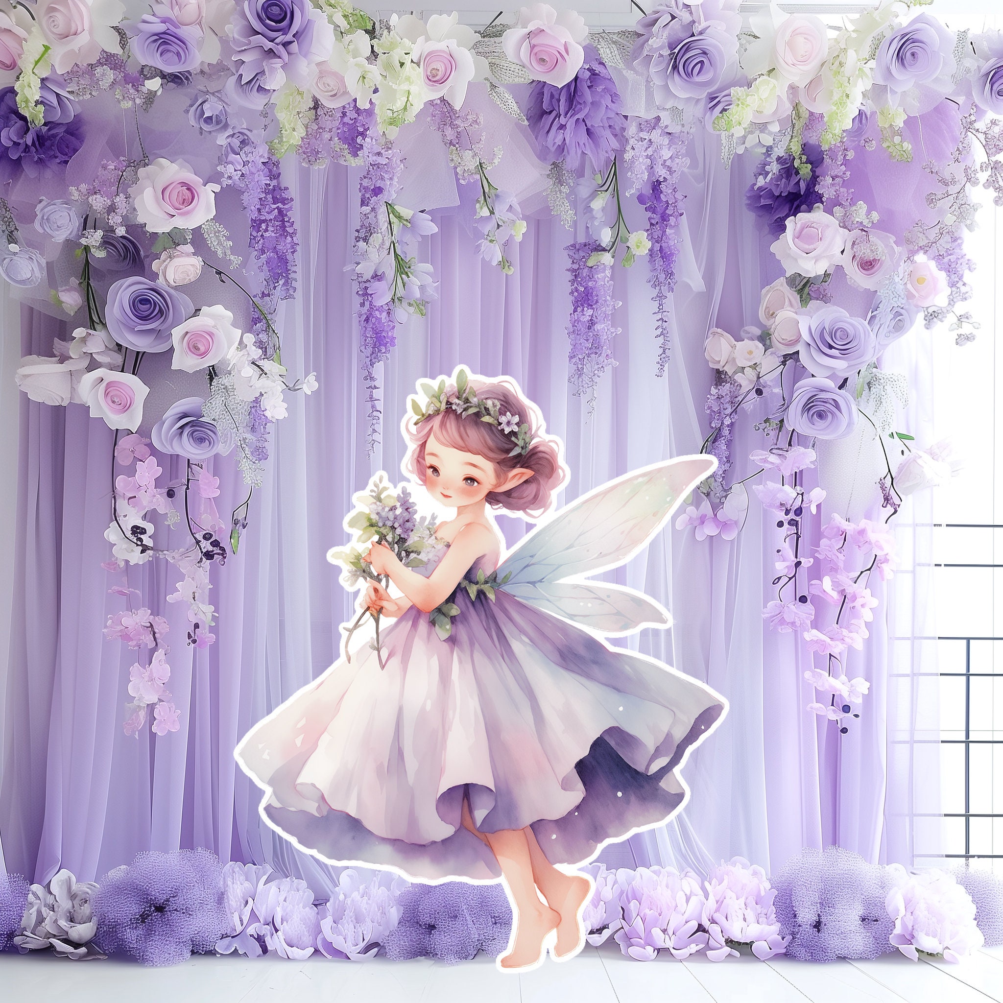 Fairy Big Decor Cutout, Fairy Birthday Standee, Whimsical Floral Fairy ...