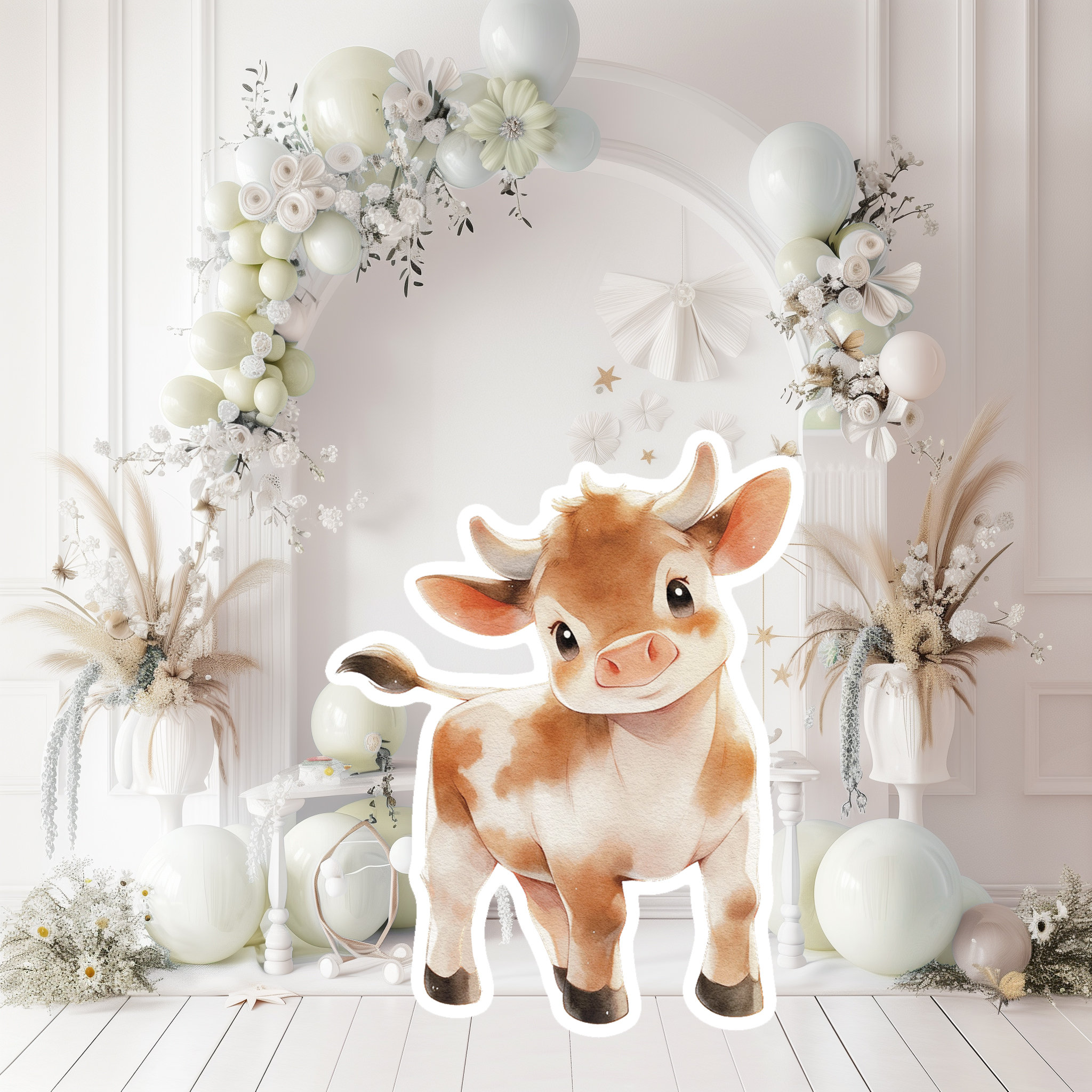 Cow Farm Baby Big Decor Cutout Party Props, Cute Cow Birthday Standee ...