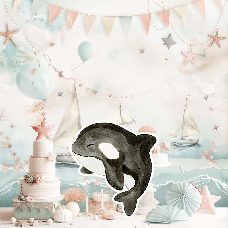 ORCA Baby Big Decor Cutout Party Props, Cute ORCA Birthday Standee ...