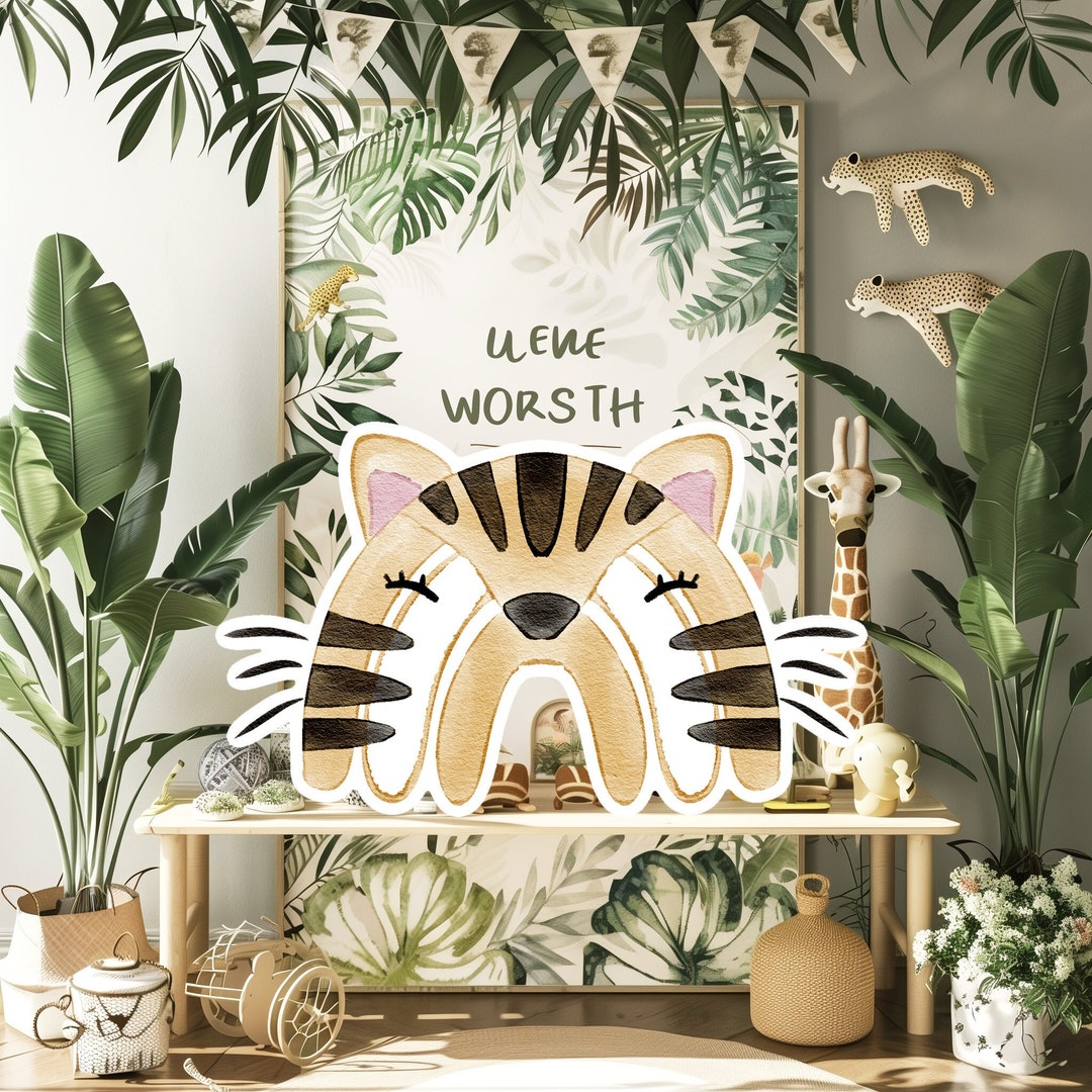 Tiger Baby Big Decor Cutout Party Props, Cute Rainbow Birthday Standee ...