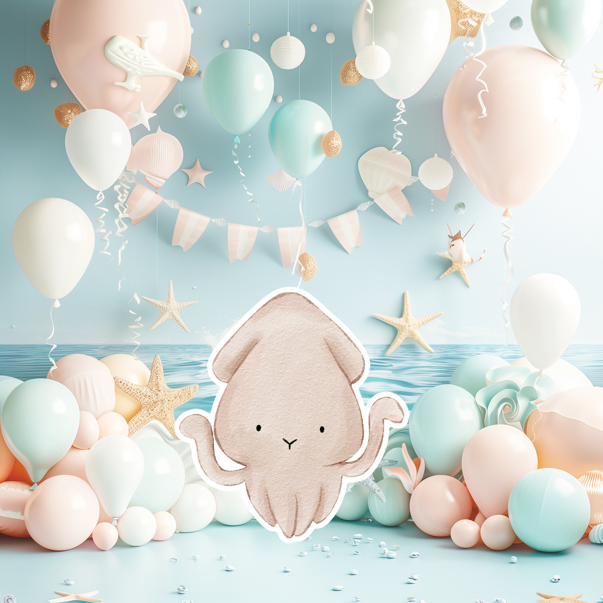 SQUID Baby Big Decor Cutout Party Props, Cute SQUID Birthday Standee ...
