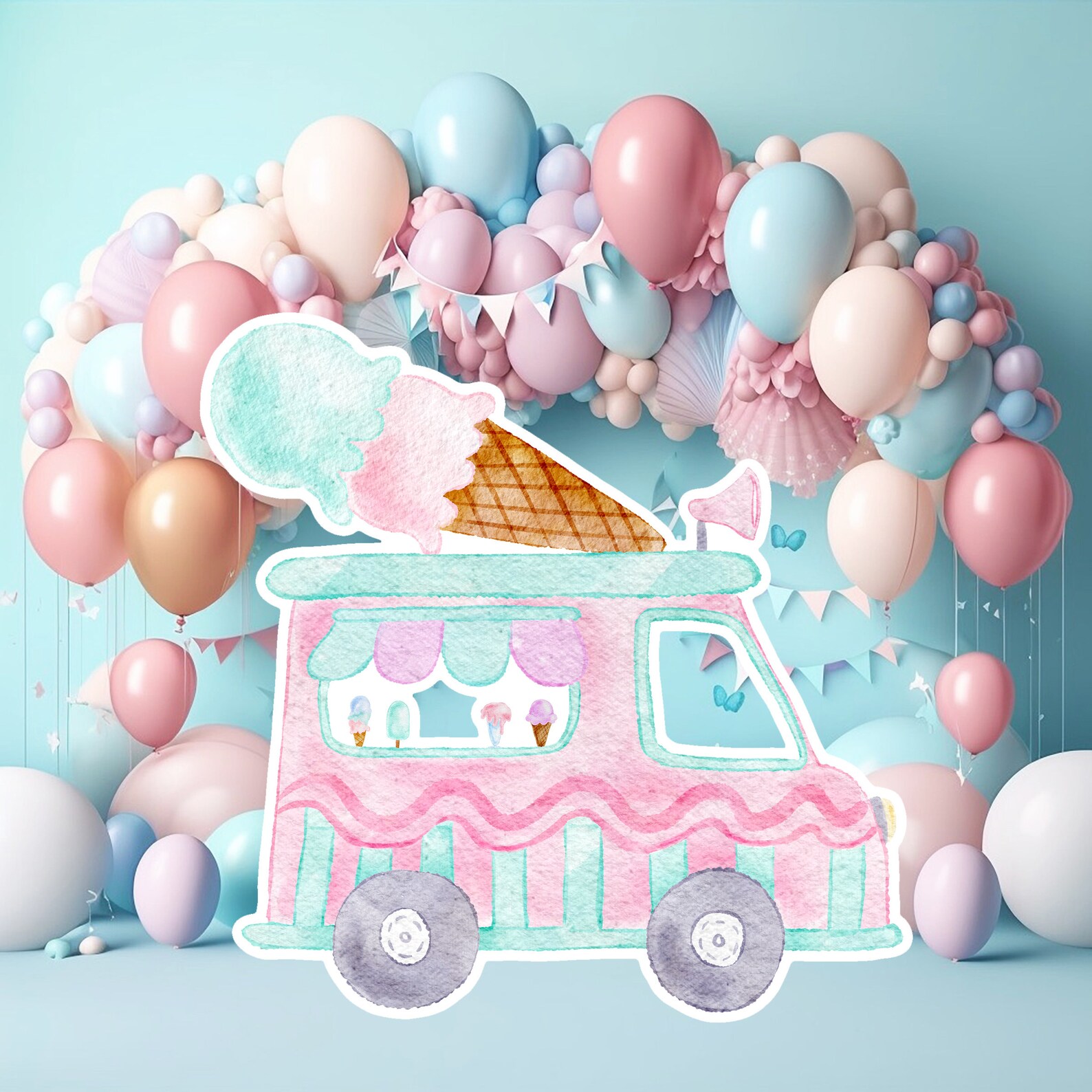 ICE CREAM Baby Big Decor Cutout Party Props, Ice Cream Birthday Standee ...