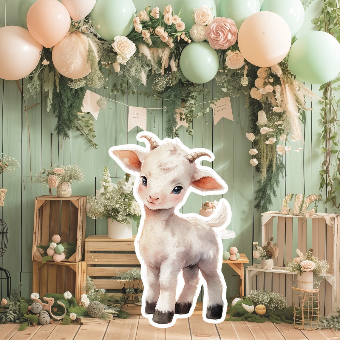 Farm Goat Baby Big Decor Cutout Party Props, Goat Birthday Standee ...