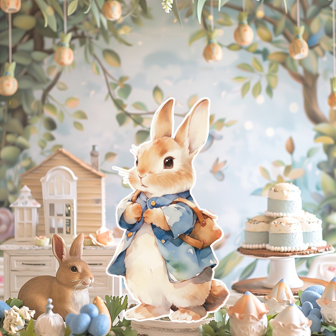 Peter Bunny Big Decor Cutout, Bunny Birthday Standee, Whimsical Peter ...