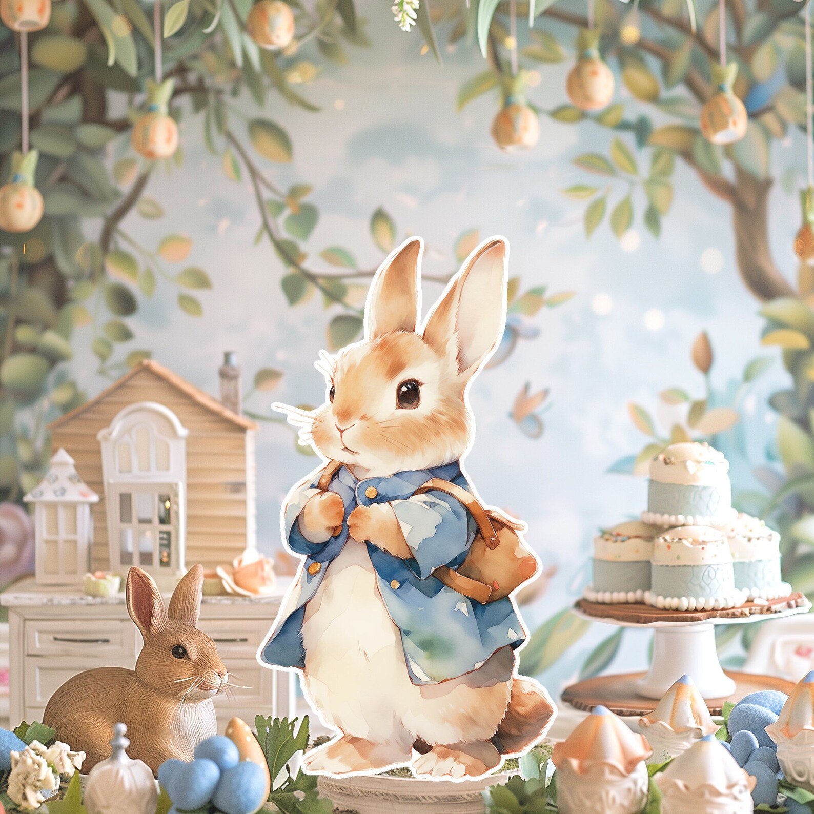 Peter Bunny Big Decor Cutout, Bunny Birthday Standee, Whimsical Peter ...