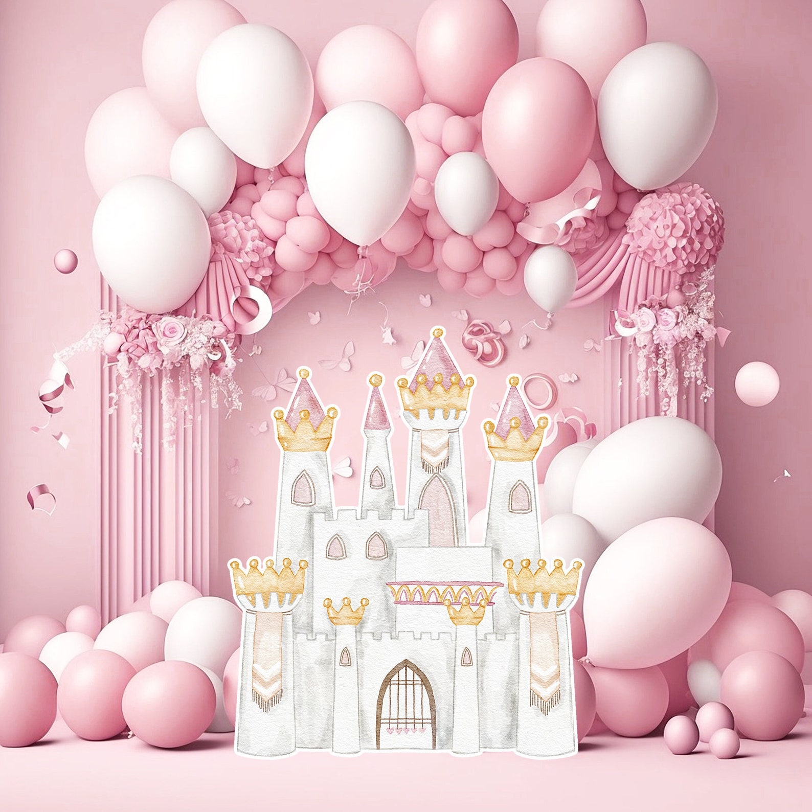 Princess Big Decor Cutout, Baby Girl Birthday Standee, Whimsical Floral ...