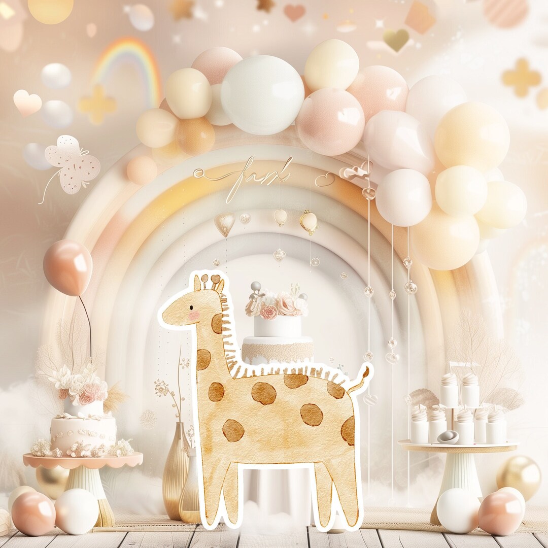 Boho Baby Big Decor Cutout Party Props, Cute Giraffe Birthday Standee ...