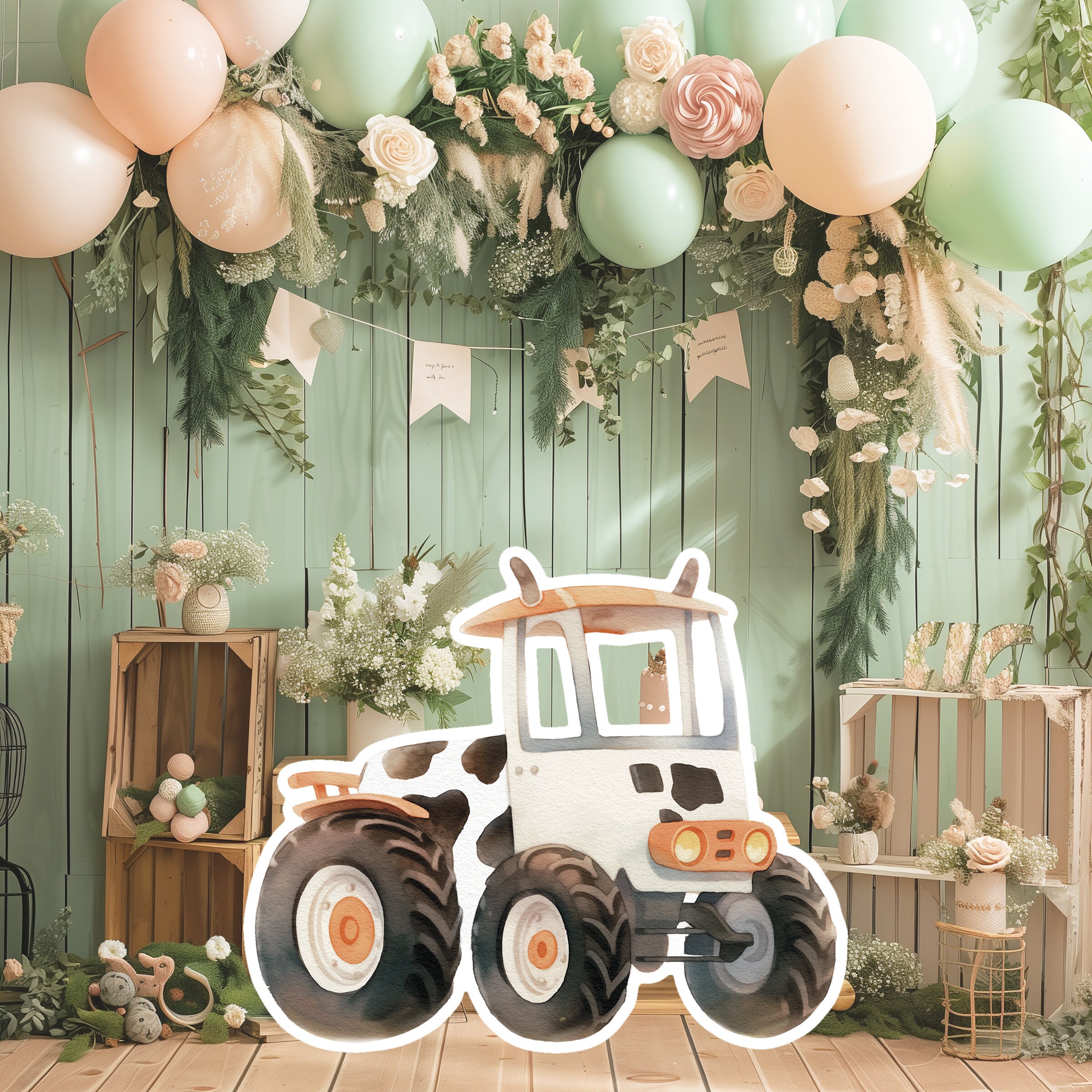 Tractor Baby Big Decor Cutout Party Props, Farm Birthday Standee ...